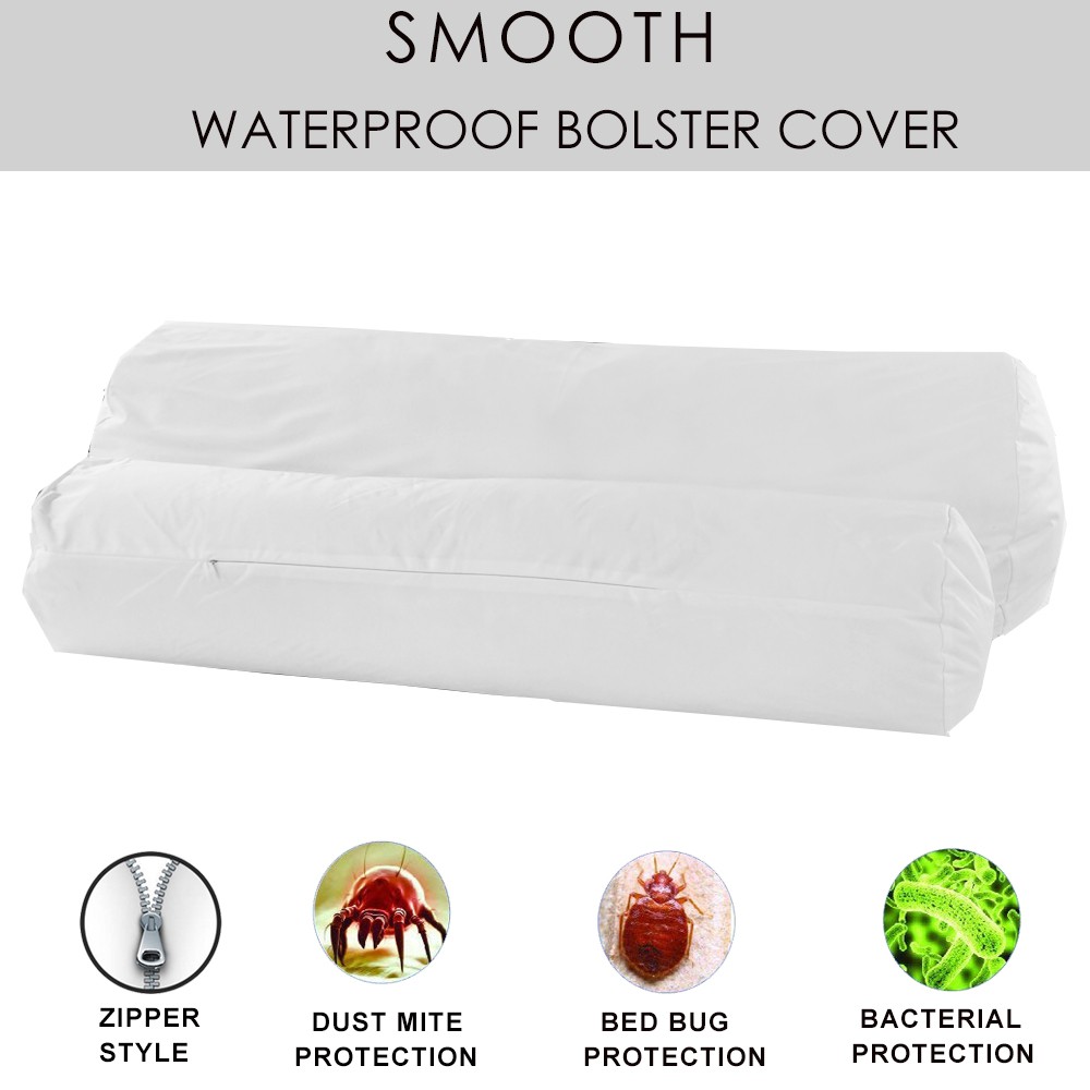 Waterproof Bolster Cover Zipper Pillow Case 1PC Bedbug Proof Bolster ...