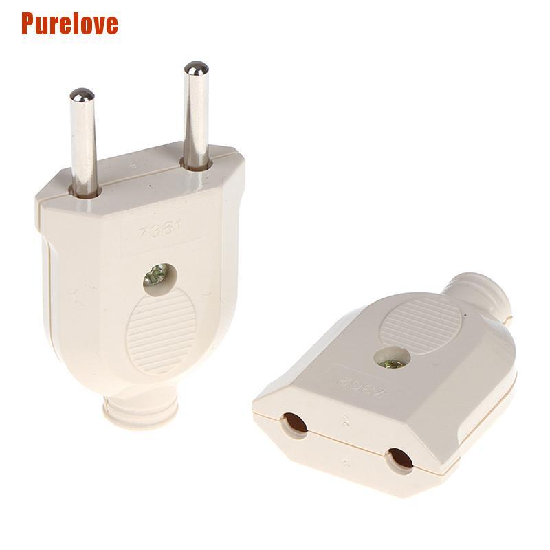 [Purelove] 2 Pin Eu Plug Male Female Electronic Connector Socket Wiring ...