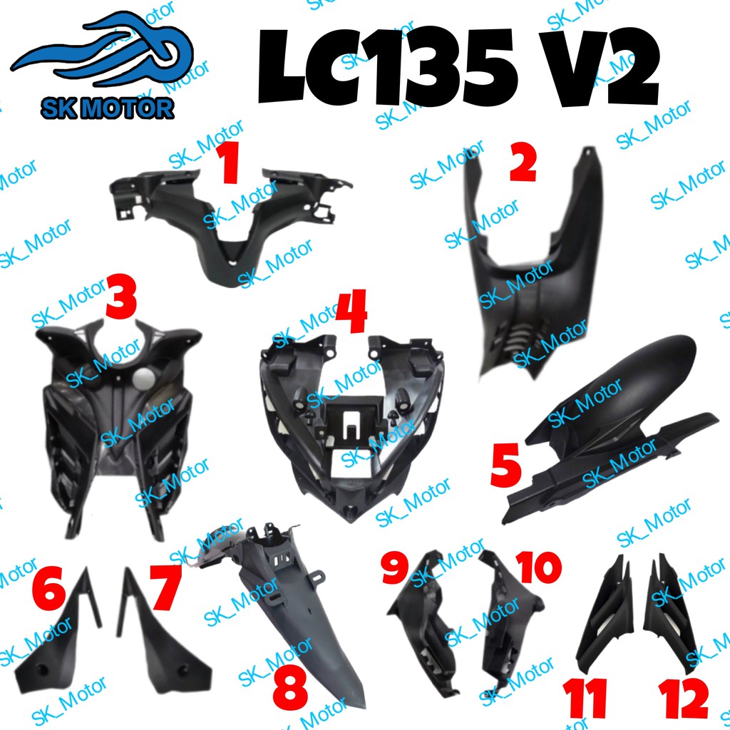 Yamaha LC135 New LC V2 Inner Cover Full Set Kaver Hitam Meter Tengah ...