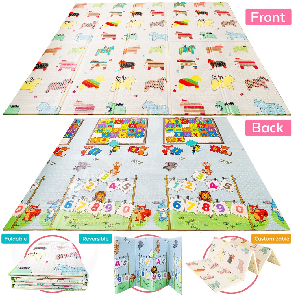 Foldable Baby Play Mat - XPE Reversible ABC Puzzle Toddler Crawling ...