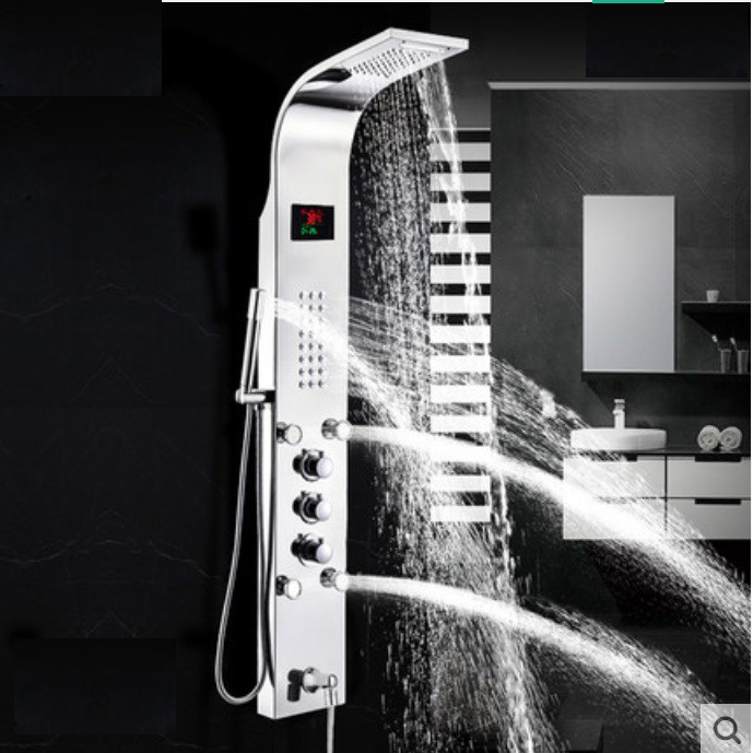 Rain Shower Panel Waterfall Massage Body System Jet Temperature Display ...