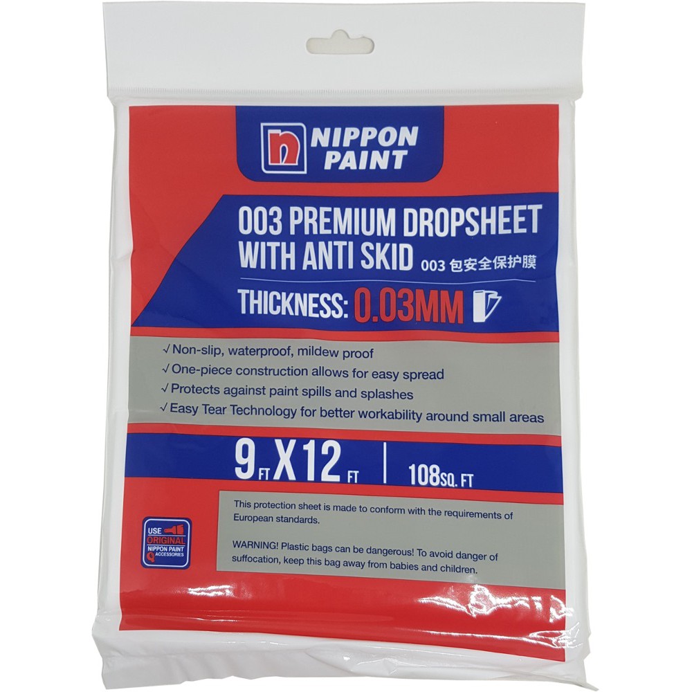 Nippon Paint DIY Plastic Drop Sheet 9ft x 12ft (PACK OF 6) DROPSHEET ...