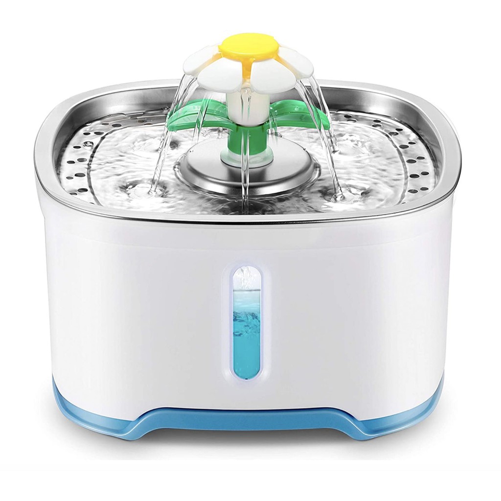 Four water outlet modesSmall flower square pet water dispenser ...