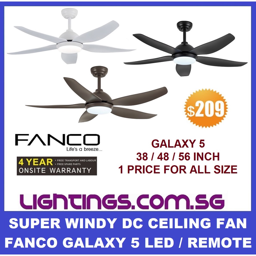Fanco Galaxy-5 DC Motor Ceiling Fan 3 Tone LED Light Remote | Shopee ...