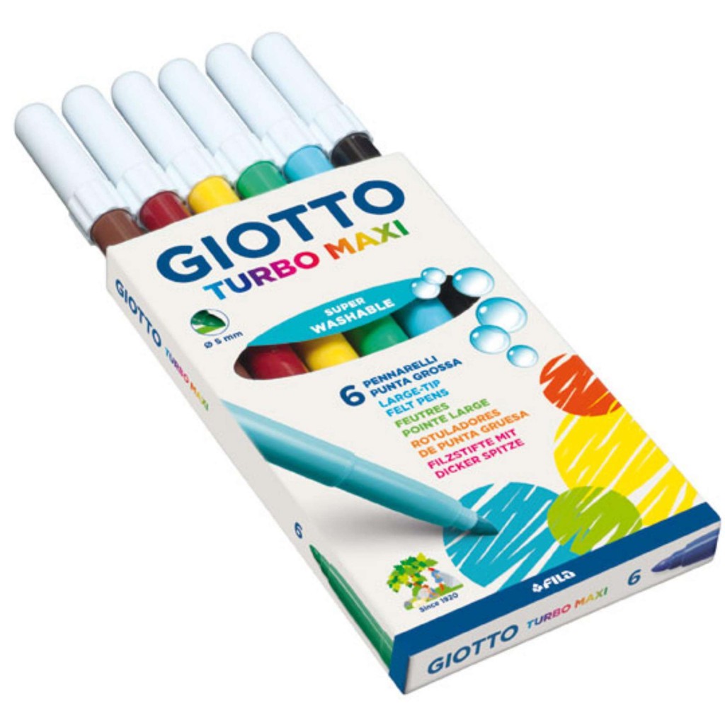 Giotto Turbo Jumbo Maxi Fibre Marker Pens 6 colors | Shopee Singapore