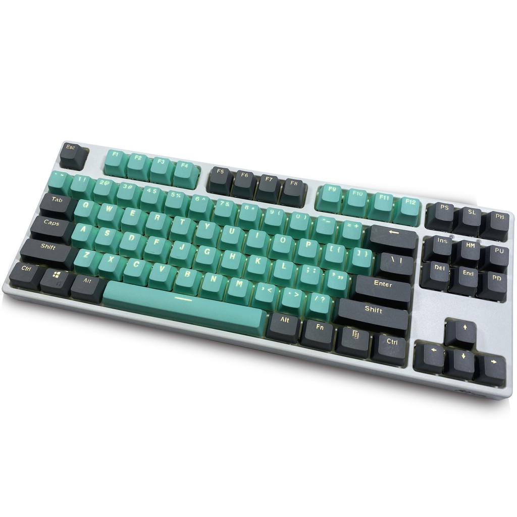 Grey cyan Keycaps 87 key PBT Keys Keycaps Mechanical Keyboard Keycaps ...