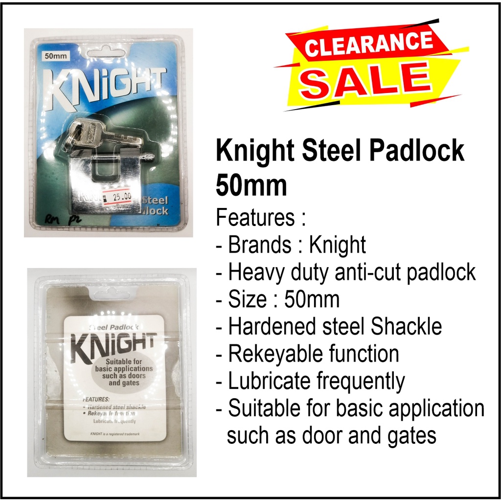 Knight Steel Padlock 50mm | Shopee Singapore