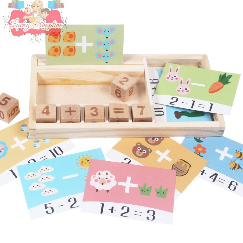 Wooden number learning box - learning to count - children's educational ...