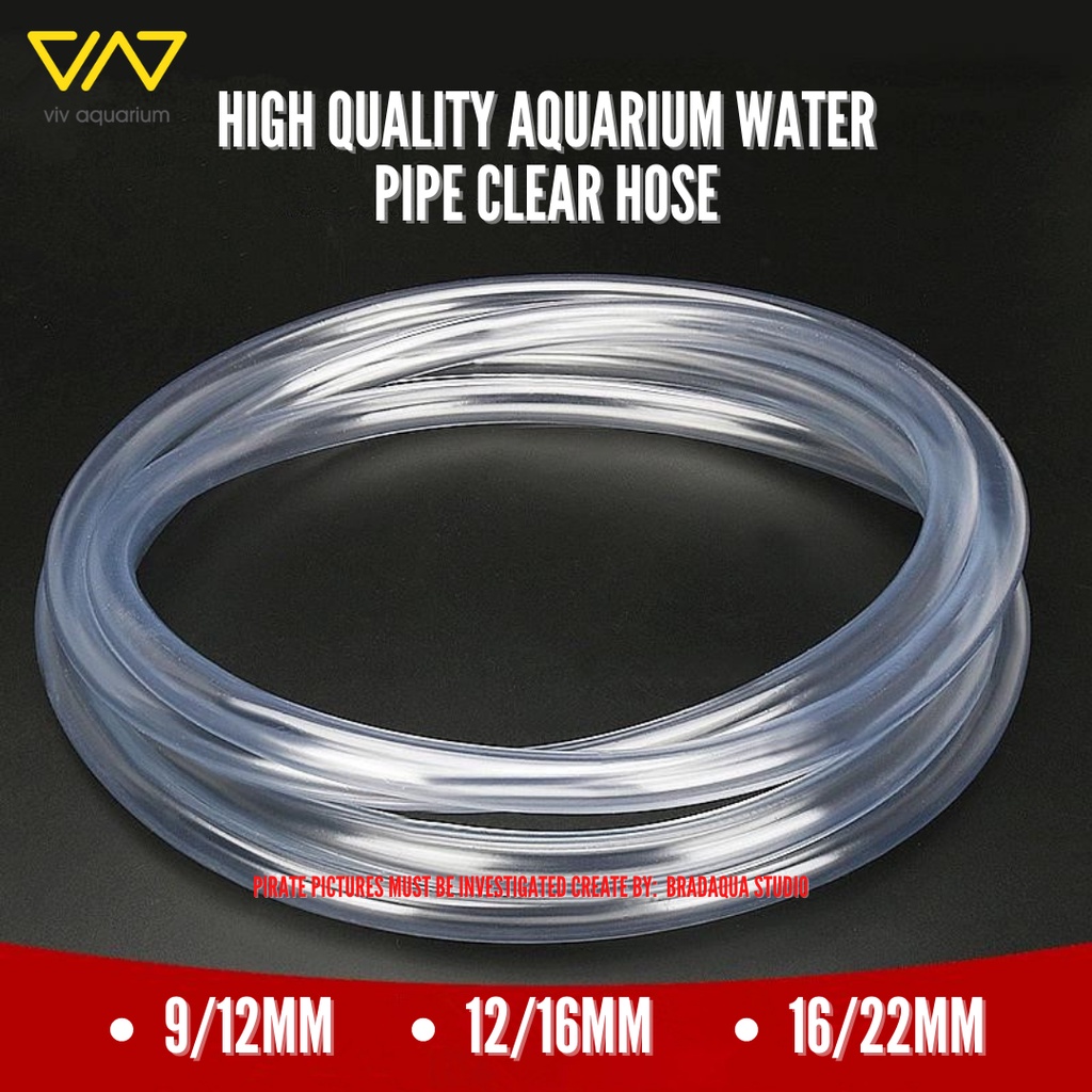 VIV Aquarium Hose Water Pipe Clear Hose High Quality 9/12mm, 12/16mm ...