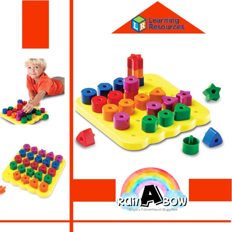 Learning Resources Stacking Shapes Pegboard Activity Set Pegs Stack ...