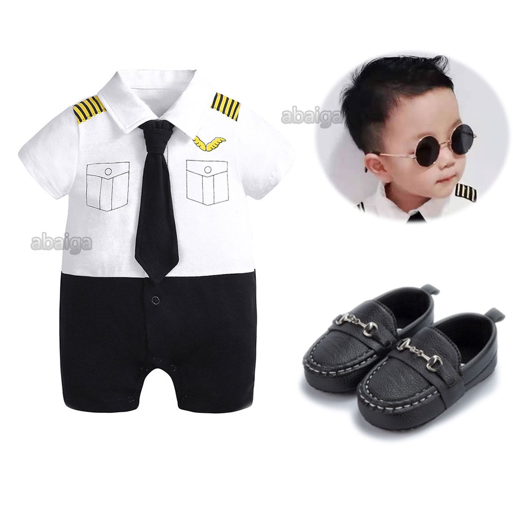 Pilot Costume for Baby Boy Boss Terno Navy Sailor Jumper Romper with ...