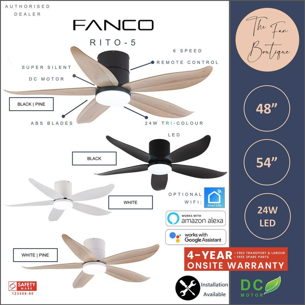 [NEW LAUNCH] FANCO RITO-5 48" | 54" Hugger Ceiling Fan with 24W LED ...
