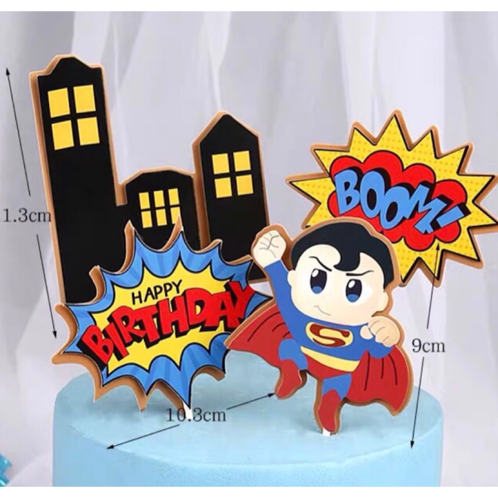 (SG seller) DC superhero Superman happy birthday cake topper set ...