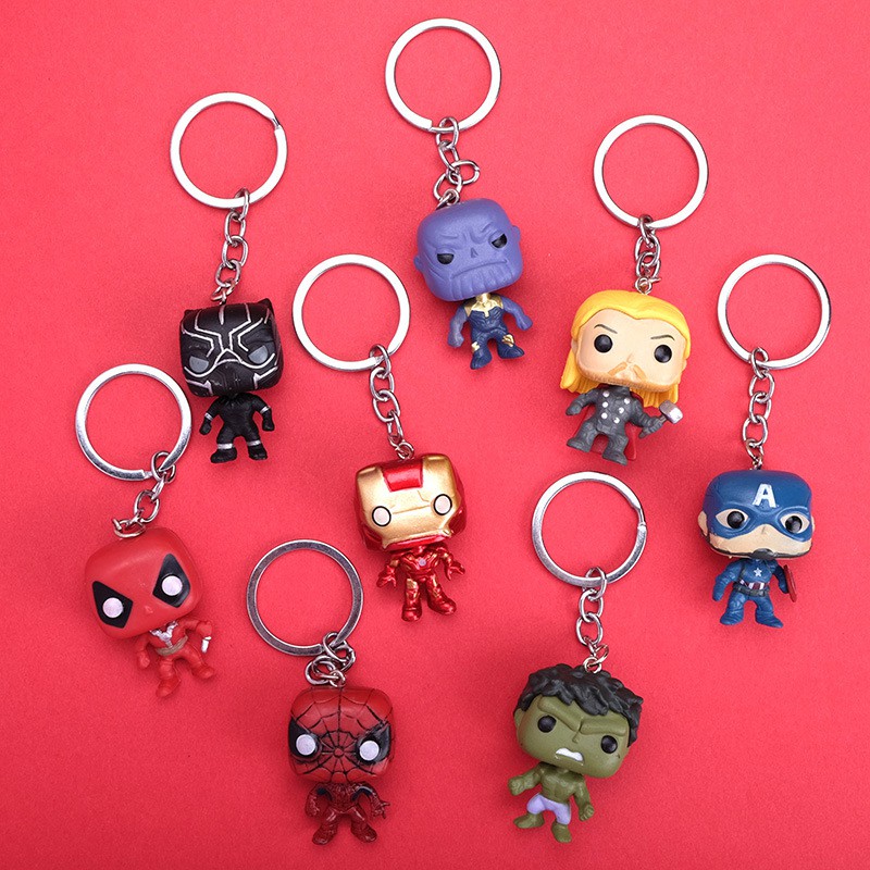 Super Hero Key Chains Marvel Avengers Iron Man Spiderman Thanos Thor ...