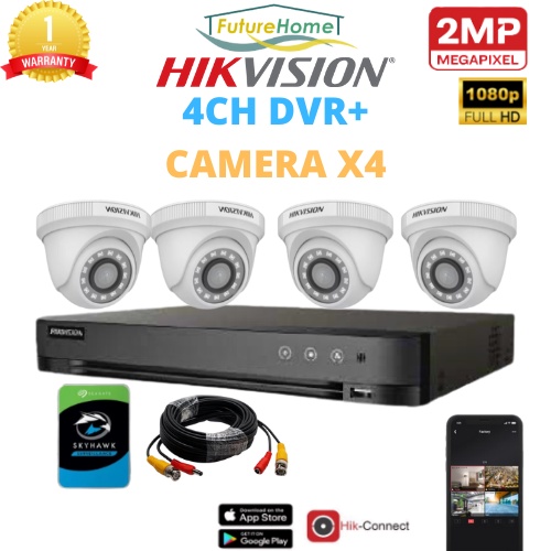 HIKVISION 4-CHANNEL 2.0MP CCTV Full HD 2MP 1080P DVR+Camera 4CH Package ...