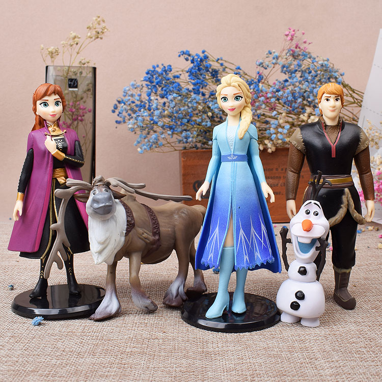 5Pcs/set Frozen Cake Toppers Figures Elsa Anna Sven Kristoff Olaf Hans for Birthday Cake ...
