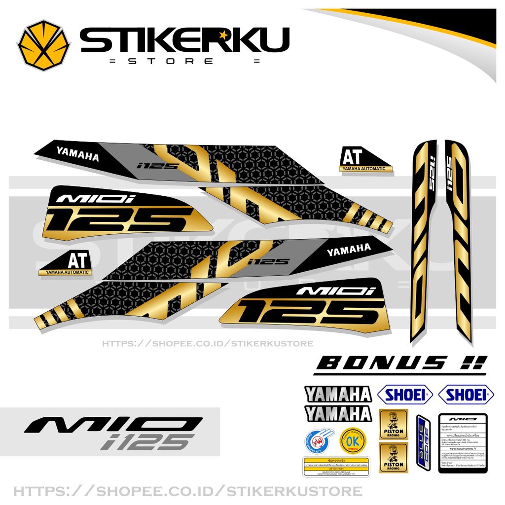 Mio i 125 STOCK DECALS / STRIPING MIO M3 /Z / 125/ STICKERS / STICKER ...