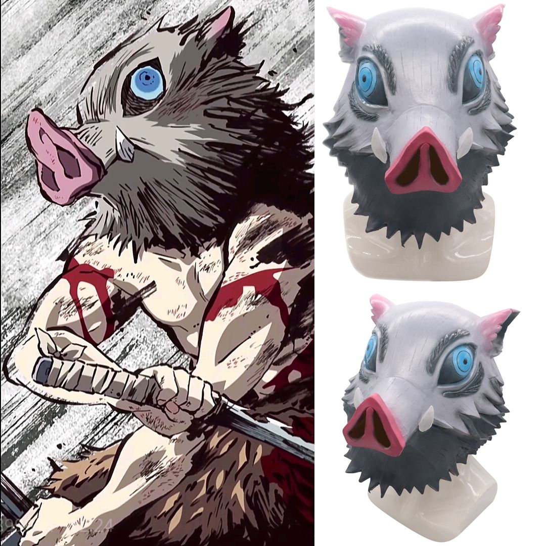 Unique Slayer Demon Kimetsu No Yaiba Hashibira Inosuke Latex Mask ...