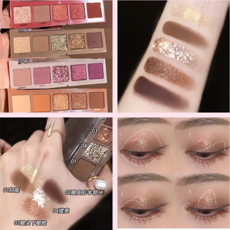 5 color eyeshadow palette in super light summer matte earth color ...