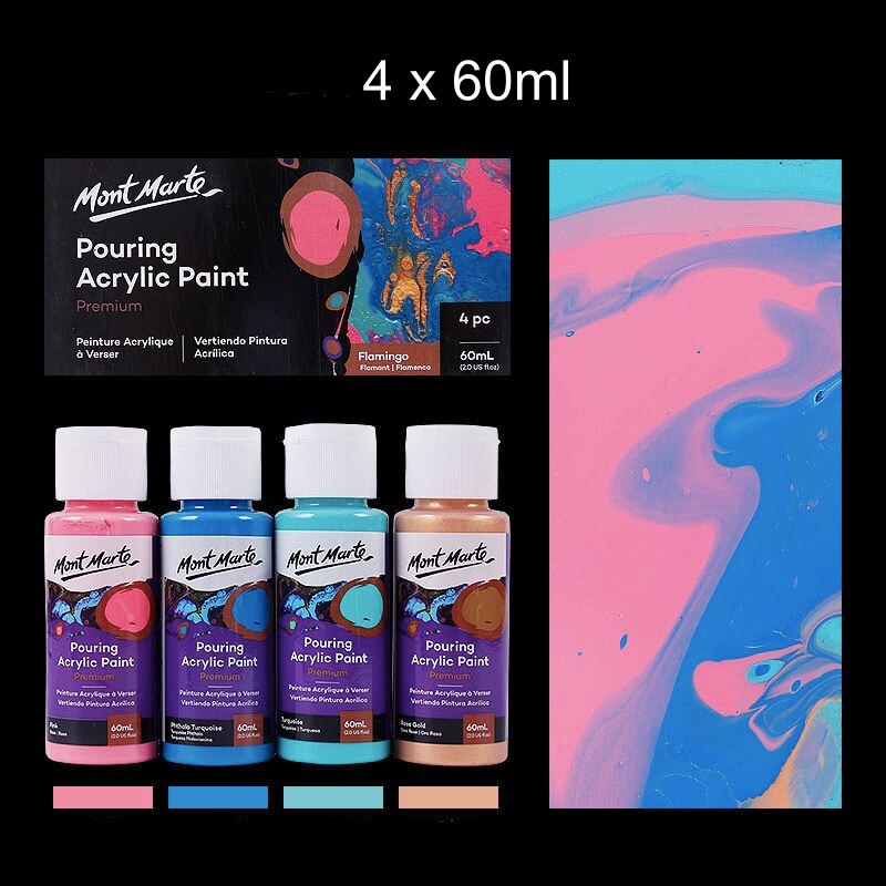 Mont Marte Premium Pouring Acrylic Paint 4 PCS Set 60ML Fluid Brickbear ...