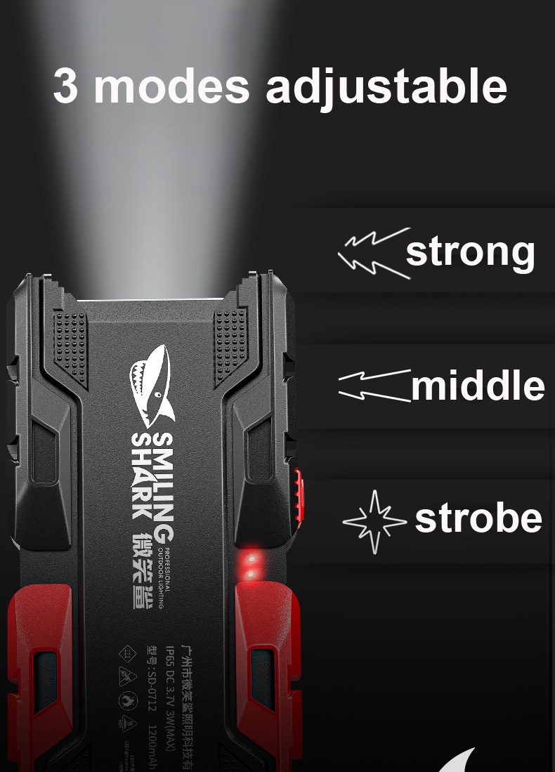 Smiling Shark LED Torchlight dual light source Flashlight 18650 USB ...