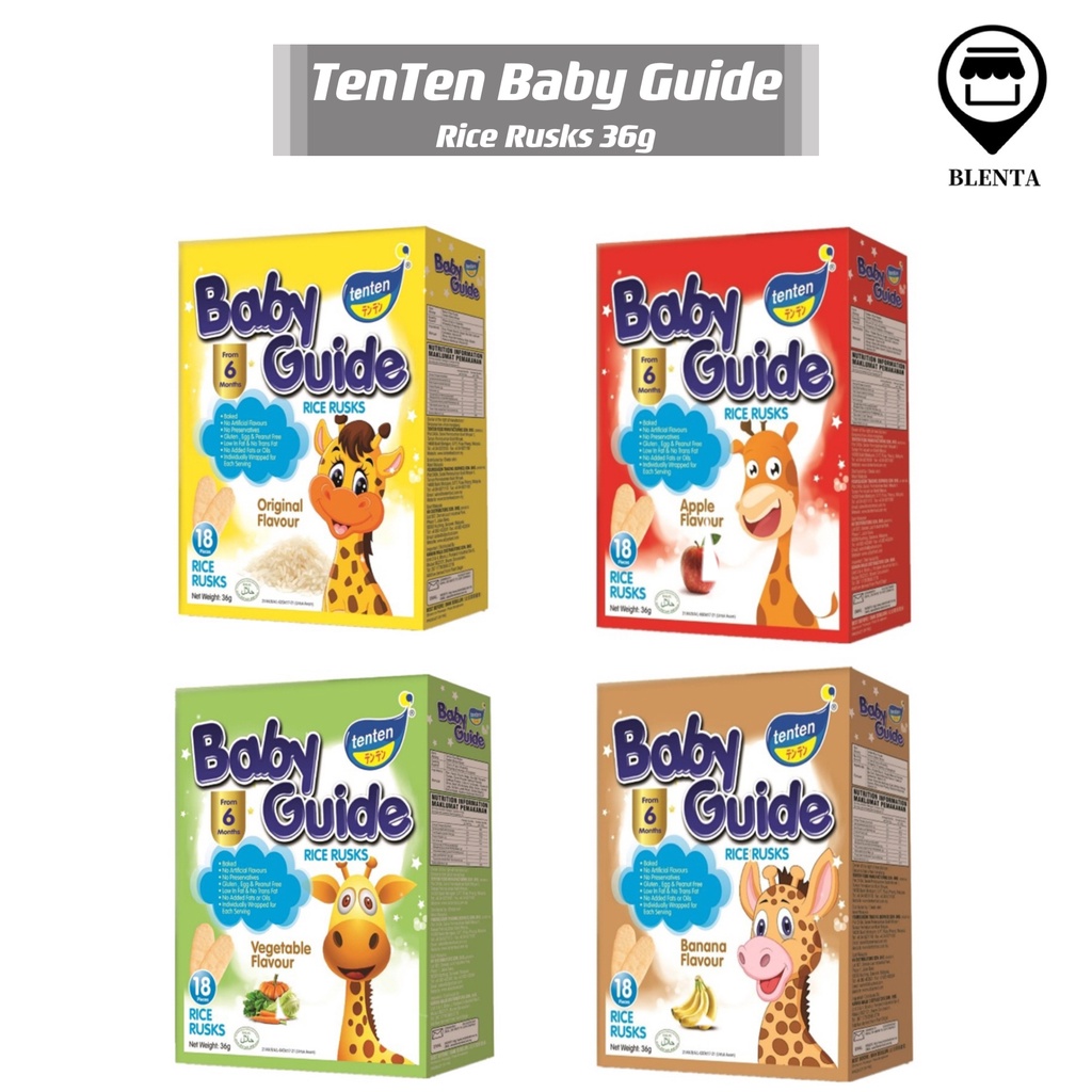TenTen Baby Guide Rice Rusks 6month+ Original/Apple/Banana/Vegetable ...