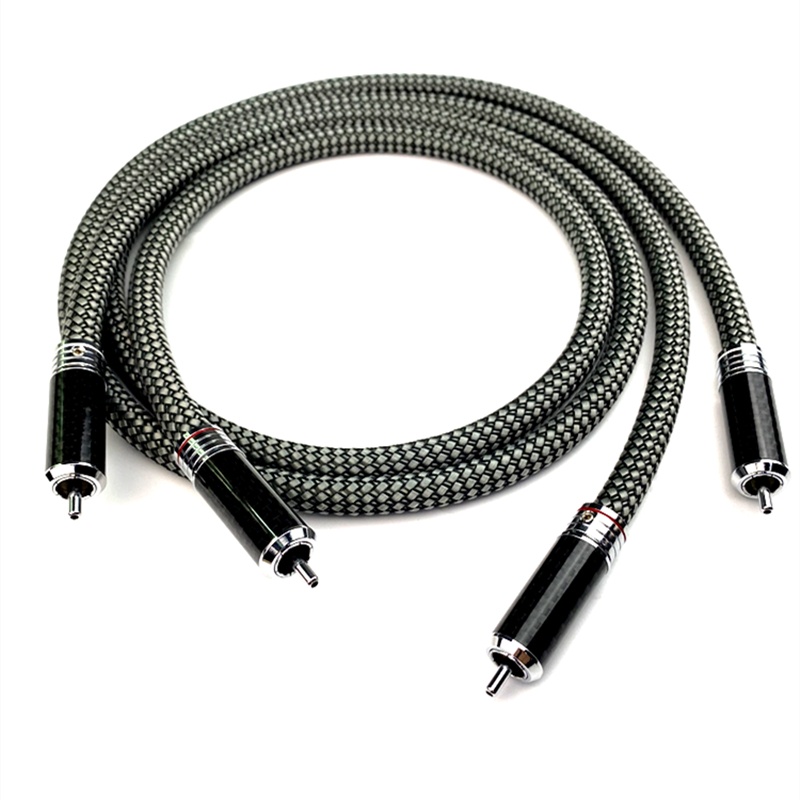 Pair HiFi Audio Interconnect Line Silver Plated OCC RCA Cable Carbon ...