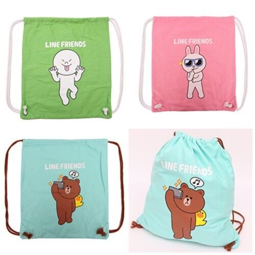 LINE FRIENDS APP CHARACTERS COTTON DRAWSTRING BACKPACK CONY/MOON ...