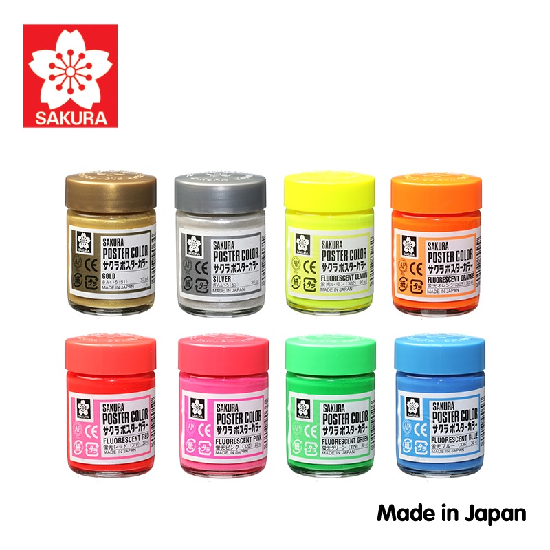 SAKURA POSTER COLOR PAINT SEMI-PRO, 30cc Bottle - FLUORESCENT COLORS ...