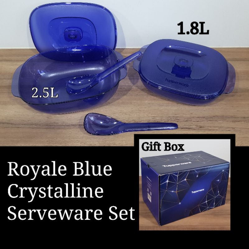 Tupperware Royale Blue Crystalline Serveware Set 1.8L & 2.5L | Shopee ...
