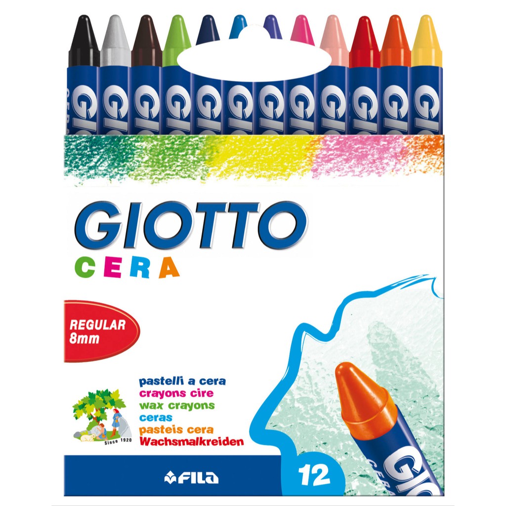 Giotto Cera Coloured Wax Crayons 12 colours Set of 12 boxes | Shopee ...