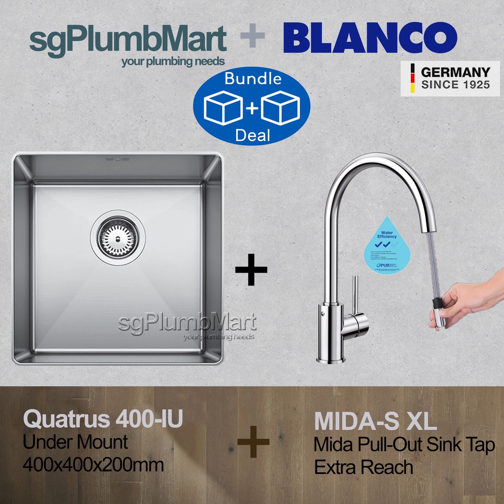 [Blanco Bundle] Blanco Quatrus R15 400-IU Stainless Steel Kitchen Sink ...