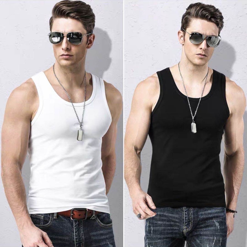 Men Adult Tank Top Plain Comfy Cotton Singlet Sleeveless Vest Sports ...