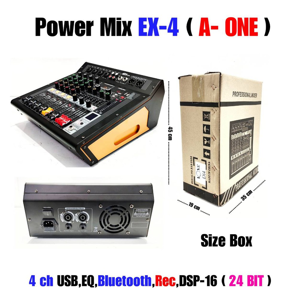 POWER MIXER 4 Channel A-One Mix 300 Watt X 2 (4 ohm) EX-4 Model ...