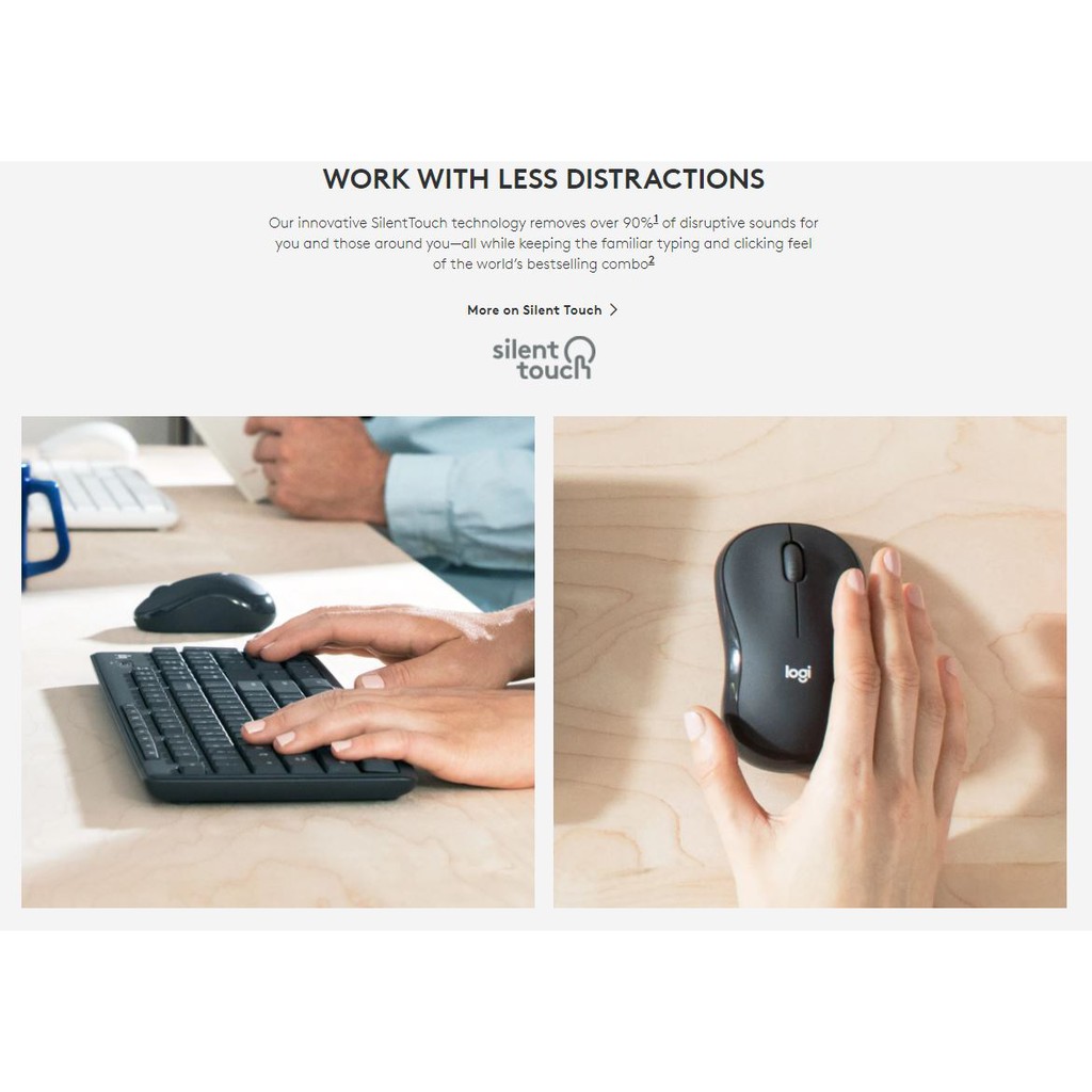 Logitech Mk295 Silent Wireless Combo Comfort Compact Mouse Full Size Keyboard Win Chrome 2 Yr