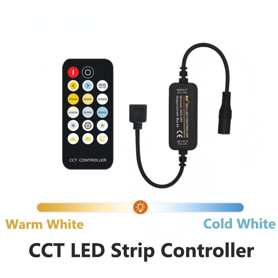 17-Key CCT LED Controller for 12V 24V LED Strip Light Work with ...