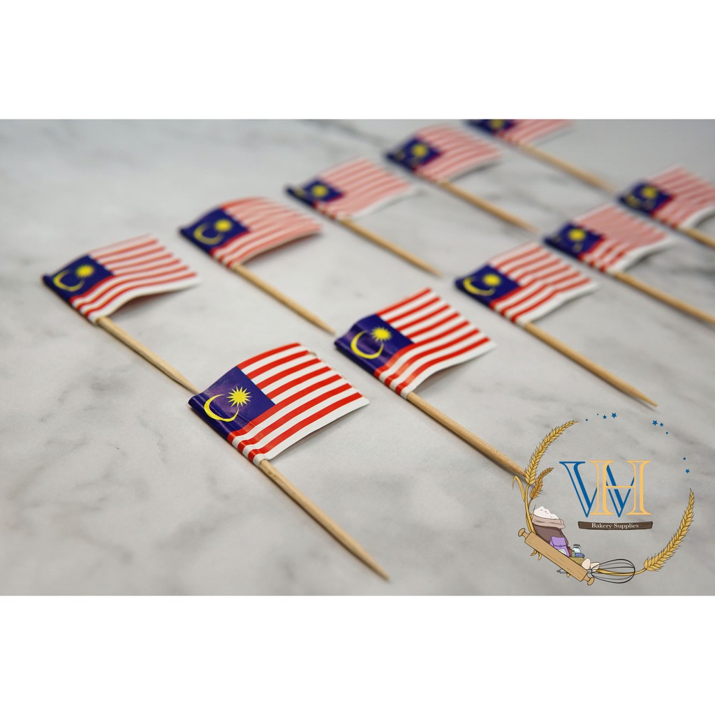 10pcs/100pcs Flag Bendera Merdeka Cake Topper Deco Jalur Gemilang ...