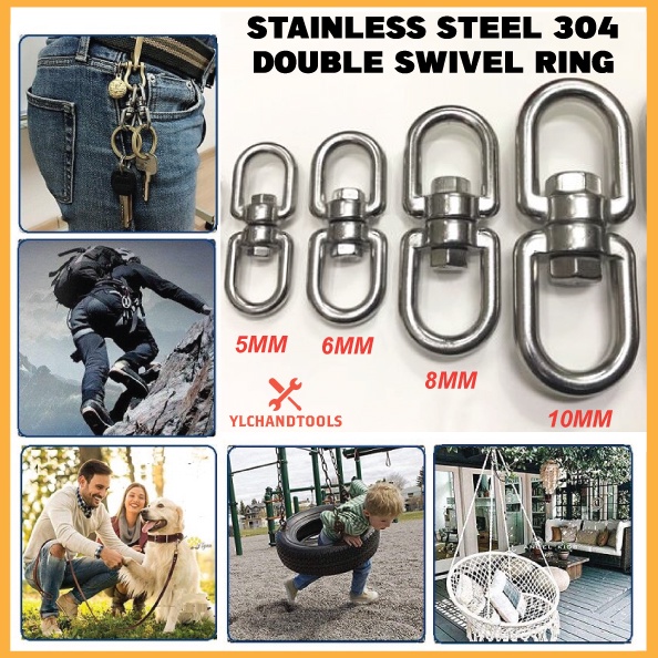 STAINLESS STEEL 304 SWIVEL DOUBLE ROUND RING ( 5MM , 6MM , 8MM ,10MM ...