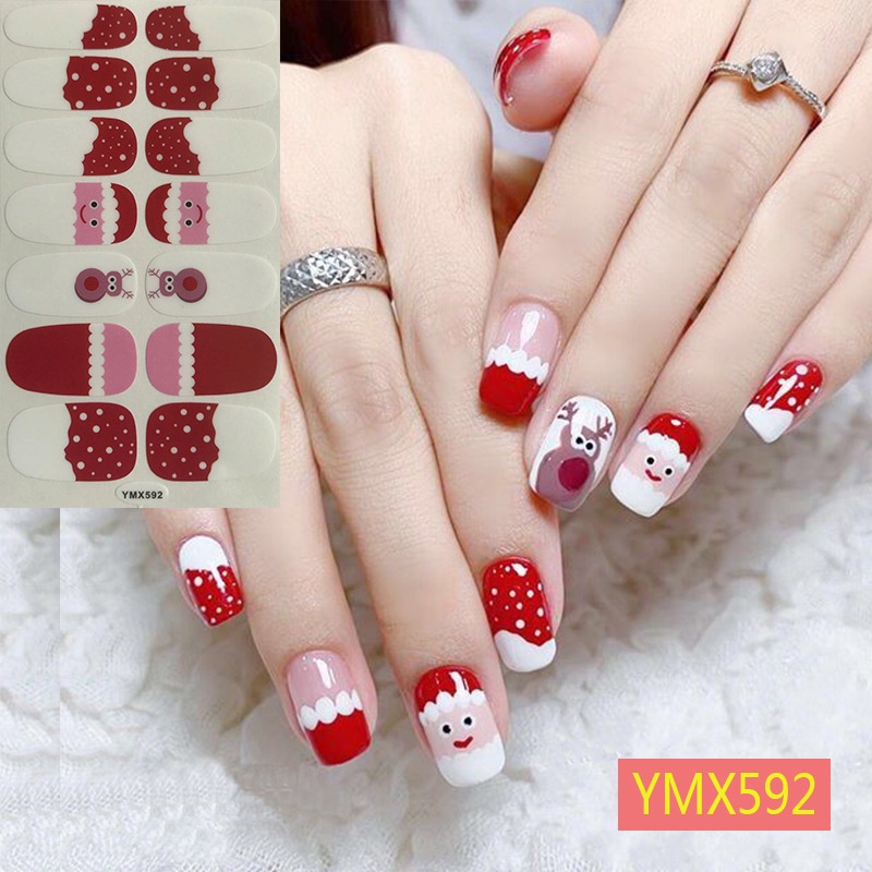Korean Christmas nail art stickers Japanese 3D tearable nail waterproof ...