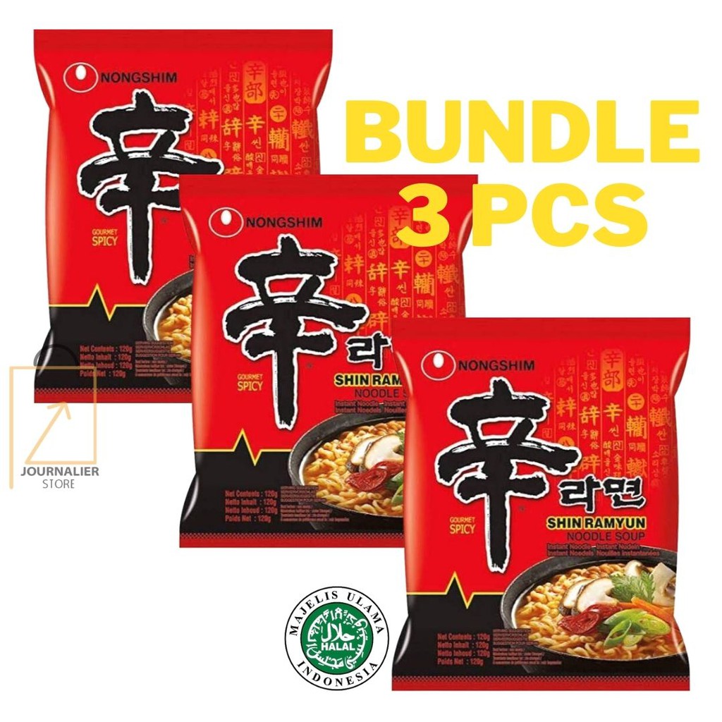 Nongshim SHIN RAMYUN Package 3 pieces Ramen Instant Noodles Korean ...