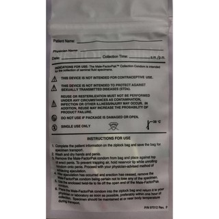Male Factor Pak Semen Collection Condom For Fertility, IVF, IUI ...