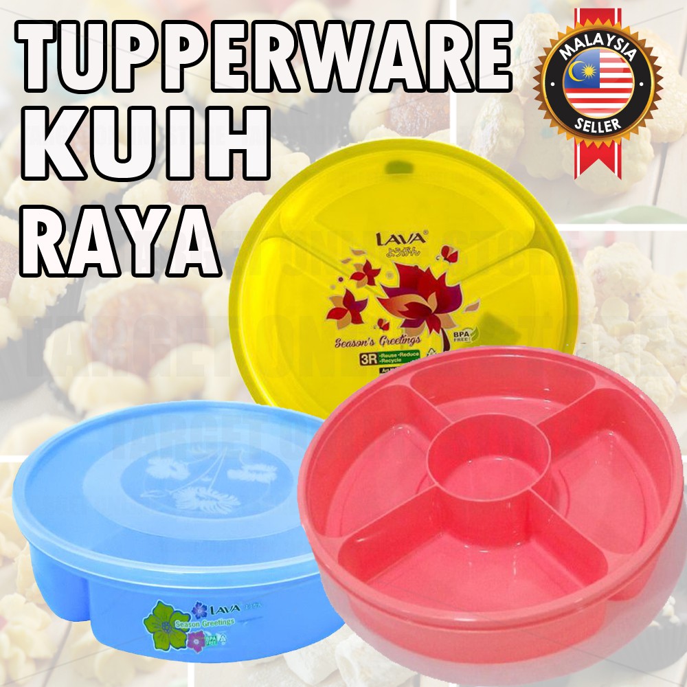 LAVA LBX788 5 Compartments Round Lunch Box Tupperware Kuih Raya/Bekas ...