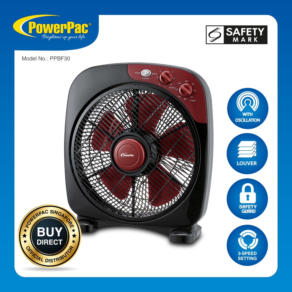 Powerpac 12 Inch Electric Box Fan With Timer PPBF30 | Shopee Singapore