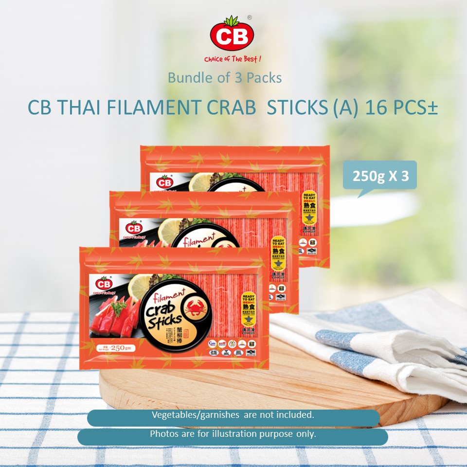 [Bundle of 3 Packs] CB Thai Filament Crab Sticks (A) 16pcs± (250g ...