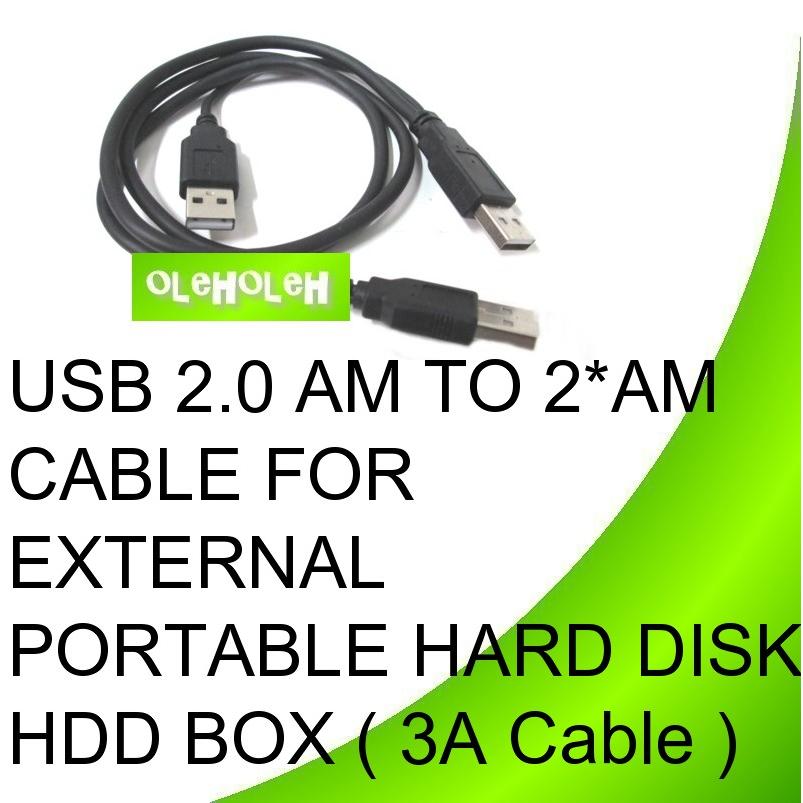 USB 2.0 AM TO 2*AM Cable for External Portable Hard Disk HDD Box ...