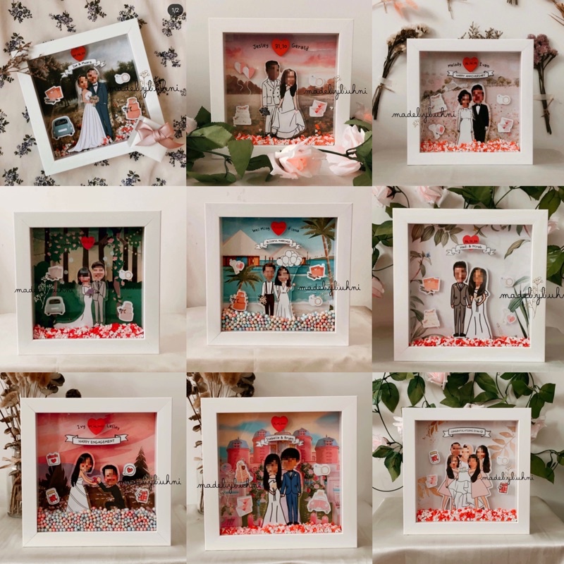 [SG Local Seller] Customised Gift Frame 3D •Personalised•Illustration ...