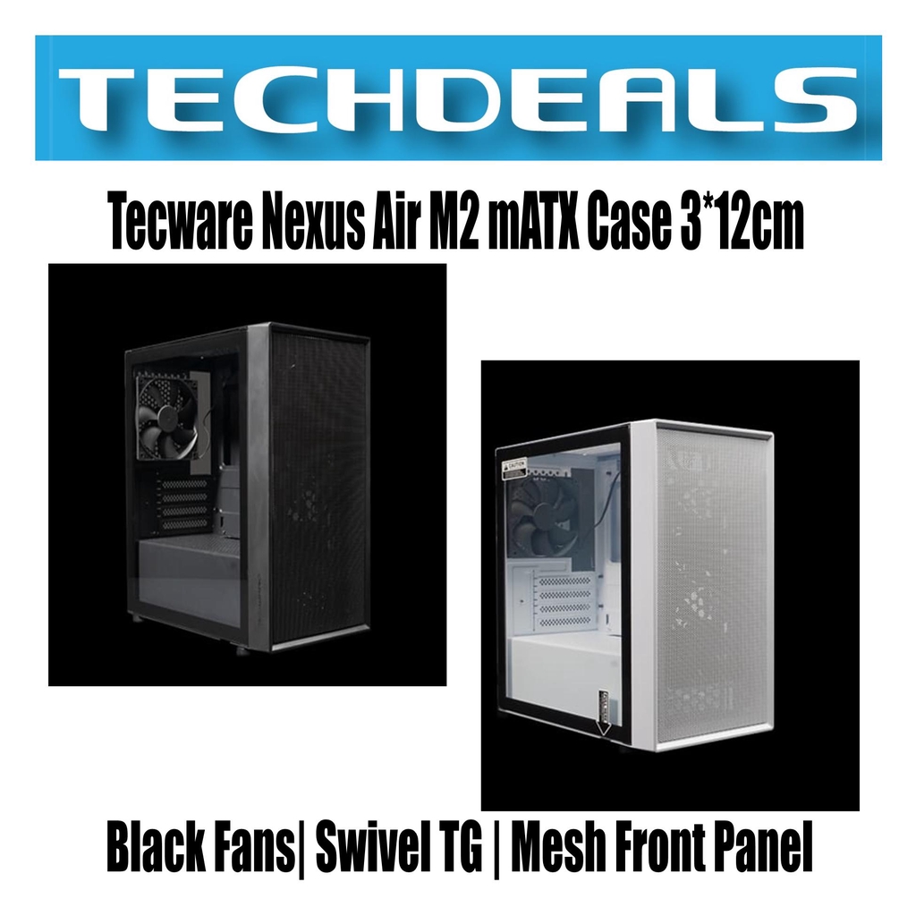 Tecware Nexus Air M2 mATX Case| 3*12cm Black Fans| Swivel TG | Mesh ...