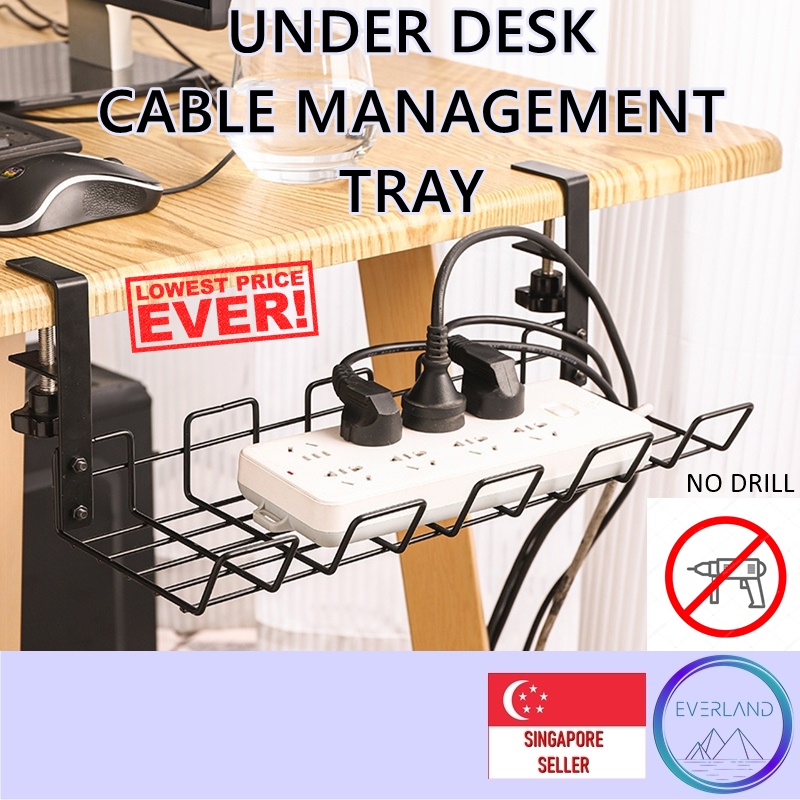 ⭐SG SALES⭐ Under Desk Cable Management Power Socket Organizer NO DRILL ...