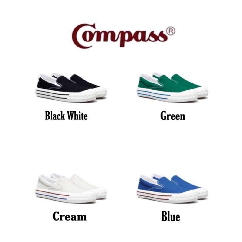 Retro Grade Slip on Black And White Compass Shoes, Green, Cream, Blue ...