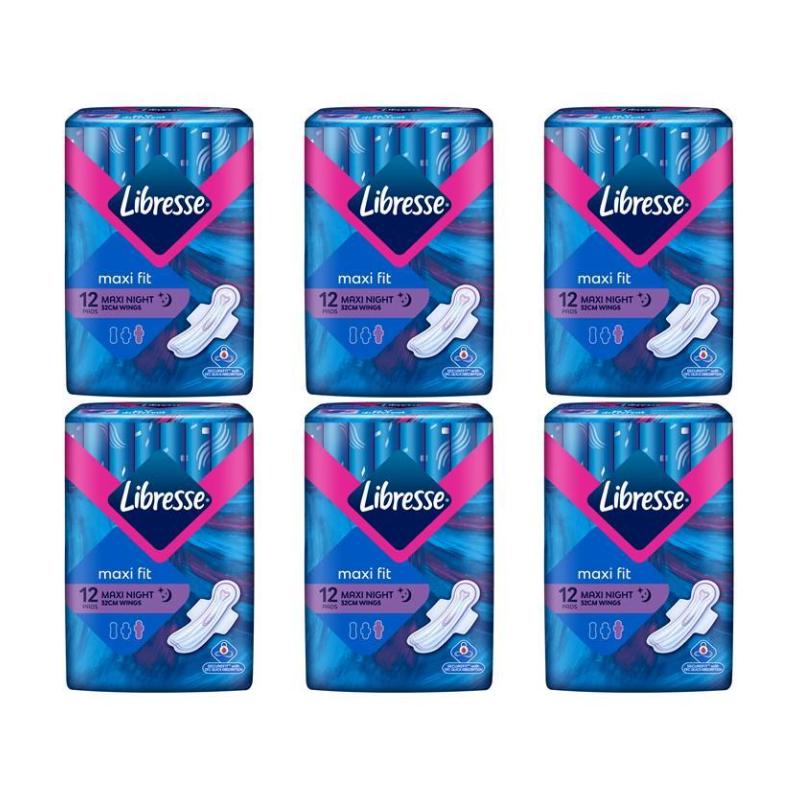 [Bundle of 6] Libresse Maxi Night Wing Sanitary Pads 32cm (12pcs x 1 ...